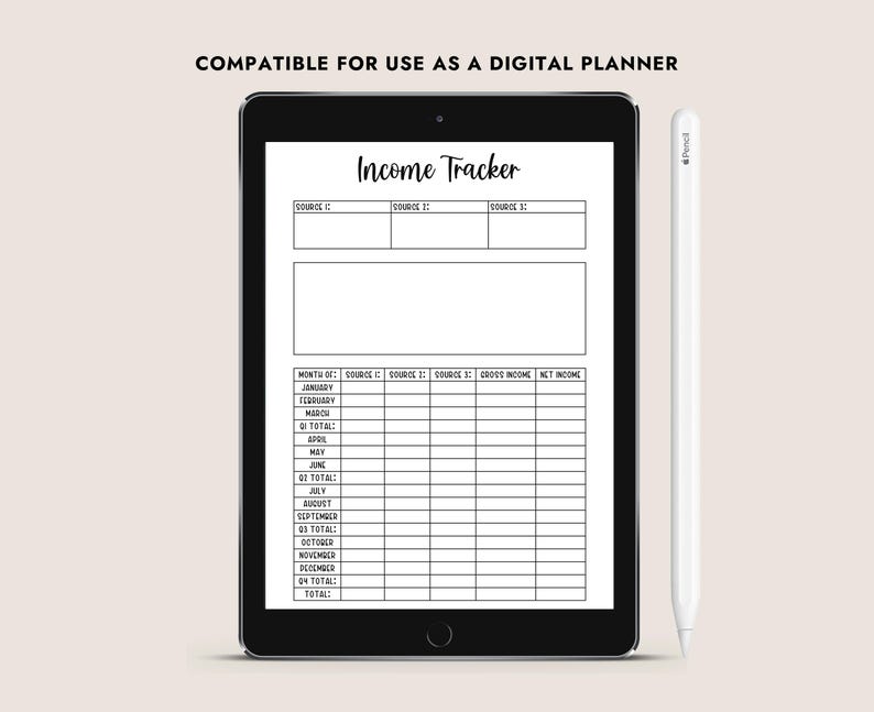 Income Tracker Printable Income and Expense Tracker Monthly Income ...