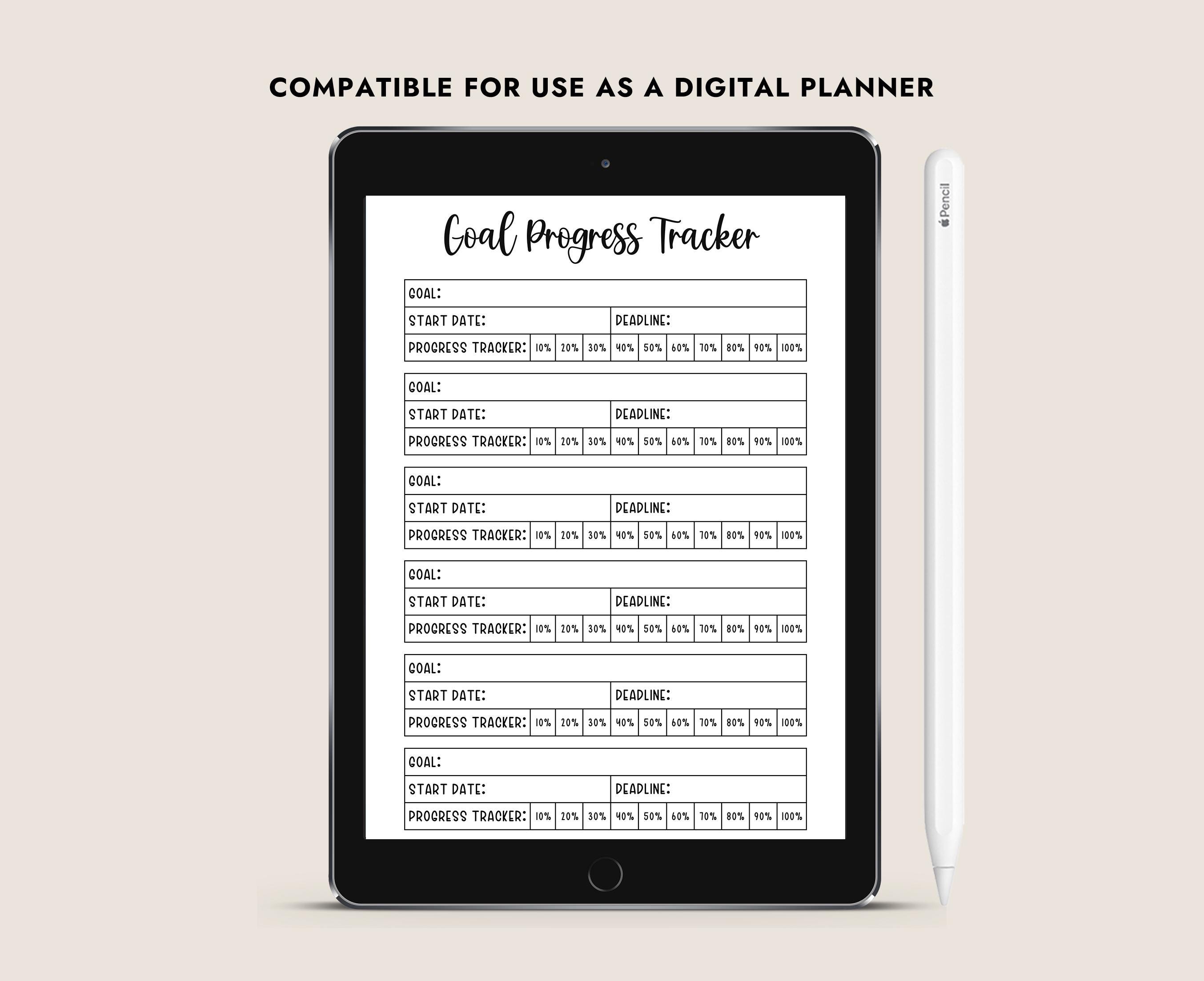 Printable Goal Progress Tracker Printable PDF Workout Exercises Digital ...