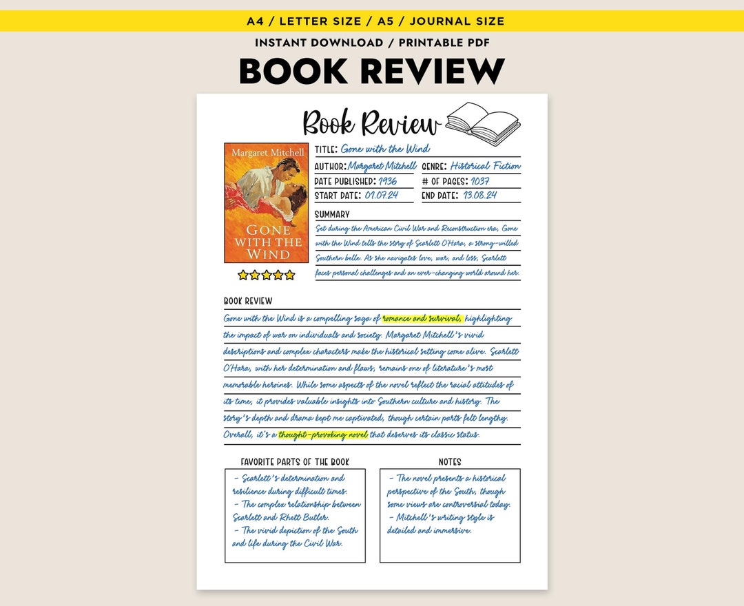 Bookclub Book to Review Reading Log Printable Journal Page Planner Book ...