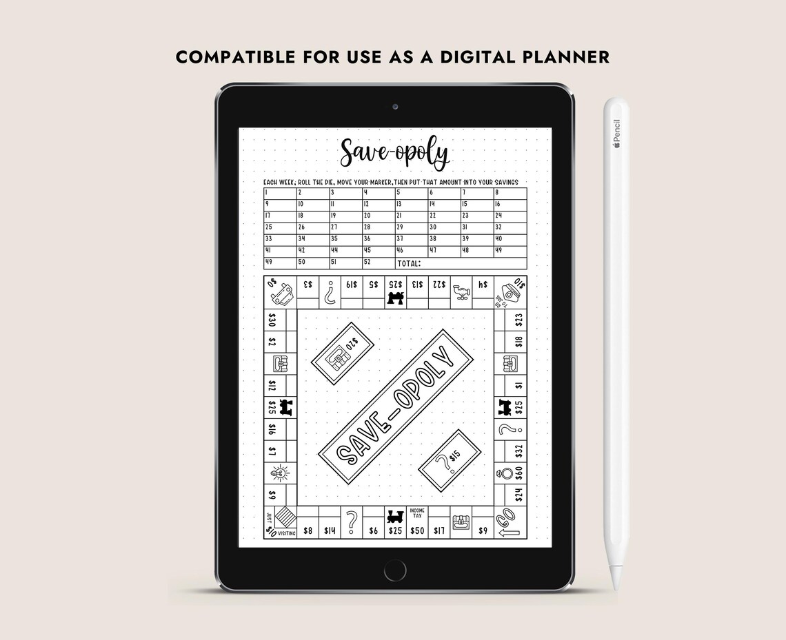 Save-opoly Printable Savings Challenge Game Fun Money Saving Tracker A4 ...