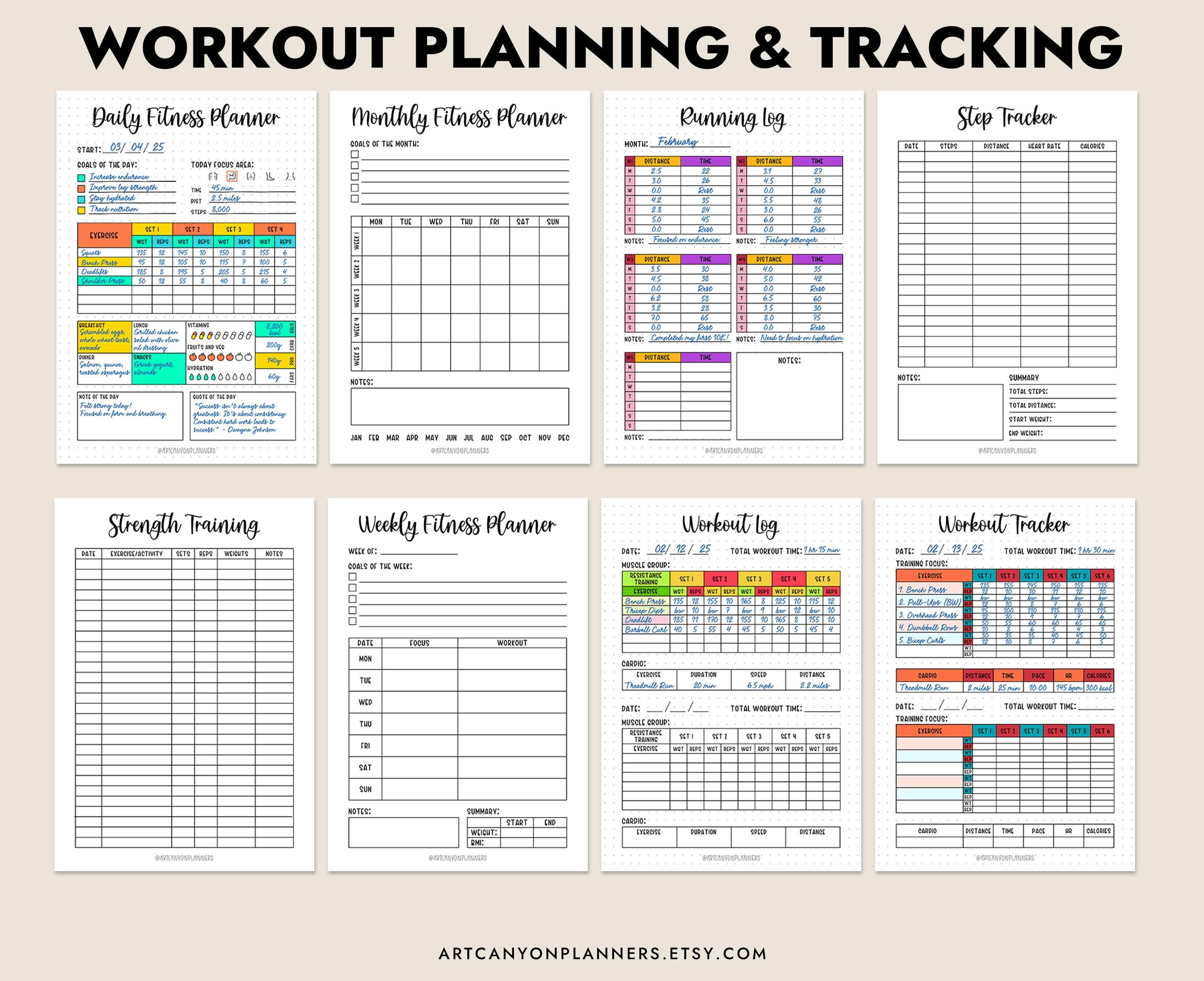 Ultimate Journal Fitness Planner Bundle Printable Tracker Health ...