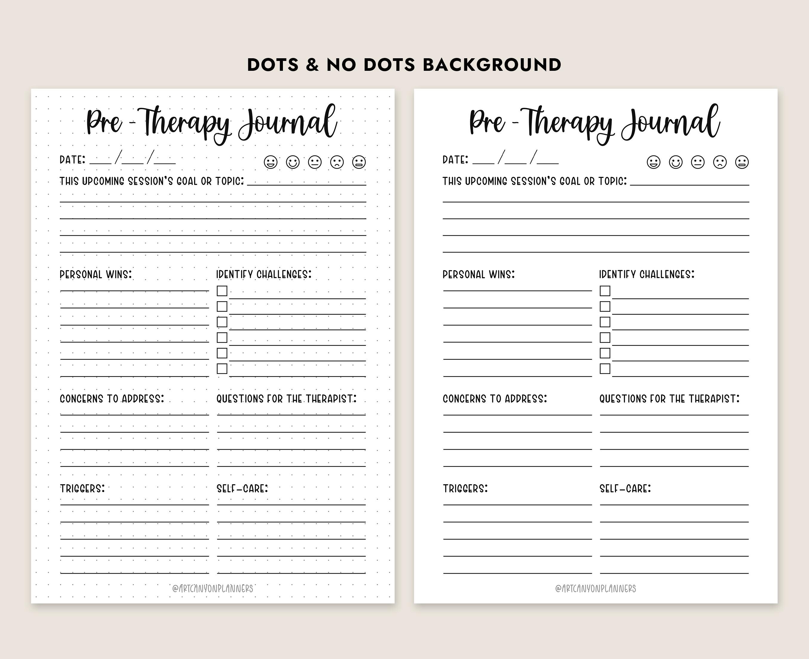 Pre Therapy Journal Printable Session Prep Mental Health Planner A4 A5 ...