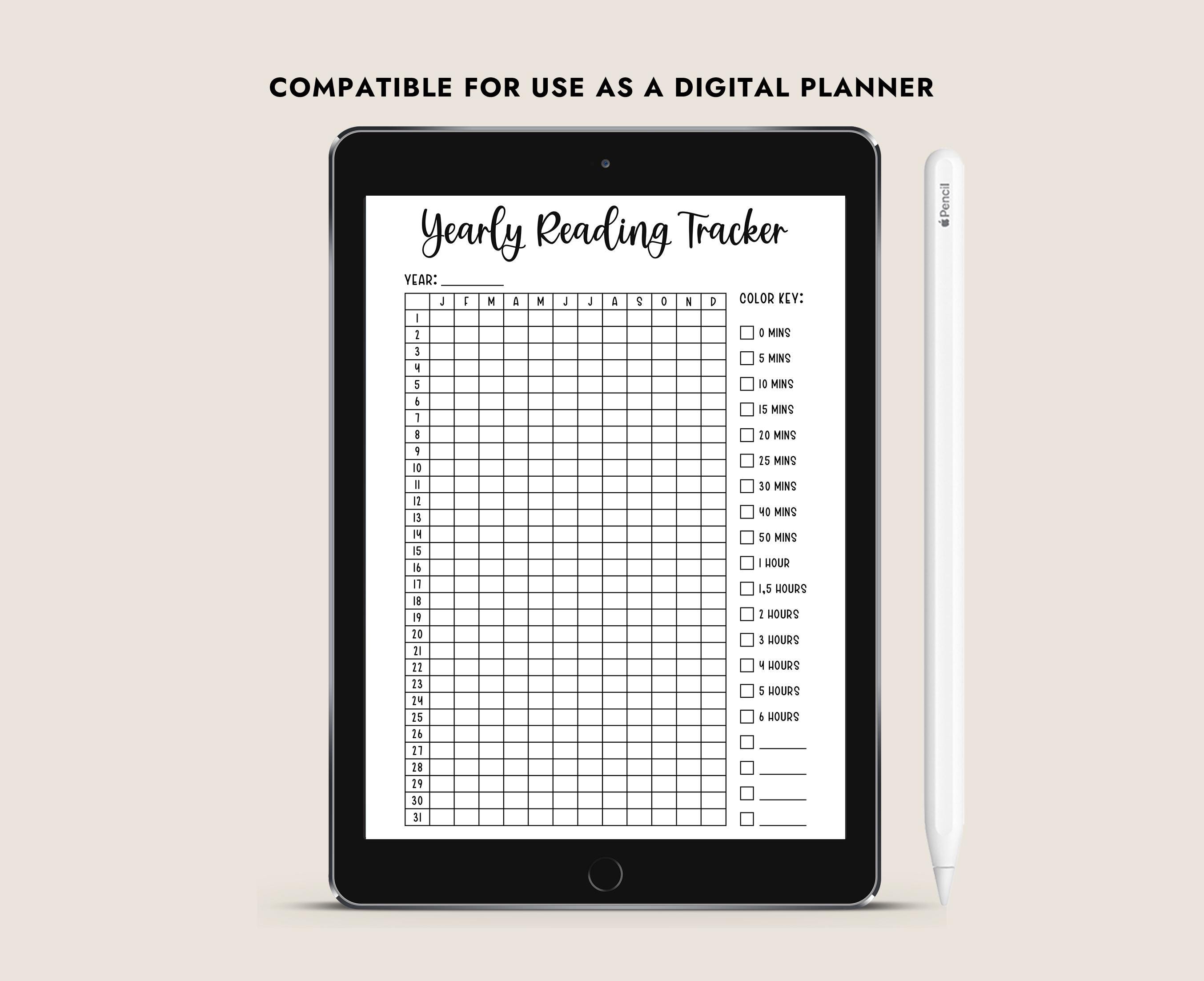 Yearly Reading Tracker Printable PDF A4 A5 Letter Reading Log Book ...