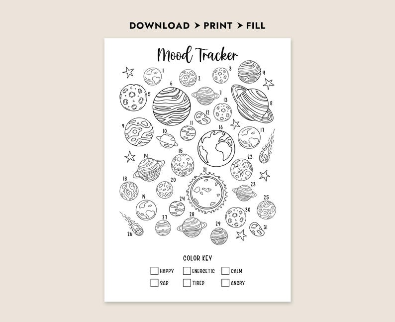 Mood Tracker Printable Daily Rating Tracker Rate My Day Planner Page 30 ...