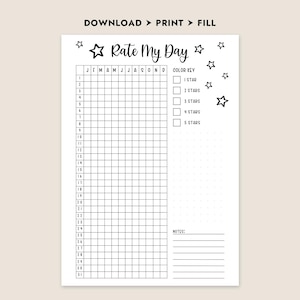 Rate My Day Mood Tracker Printable Daily Rating Tracker Planner Page 30 ...