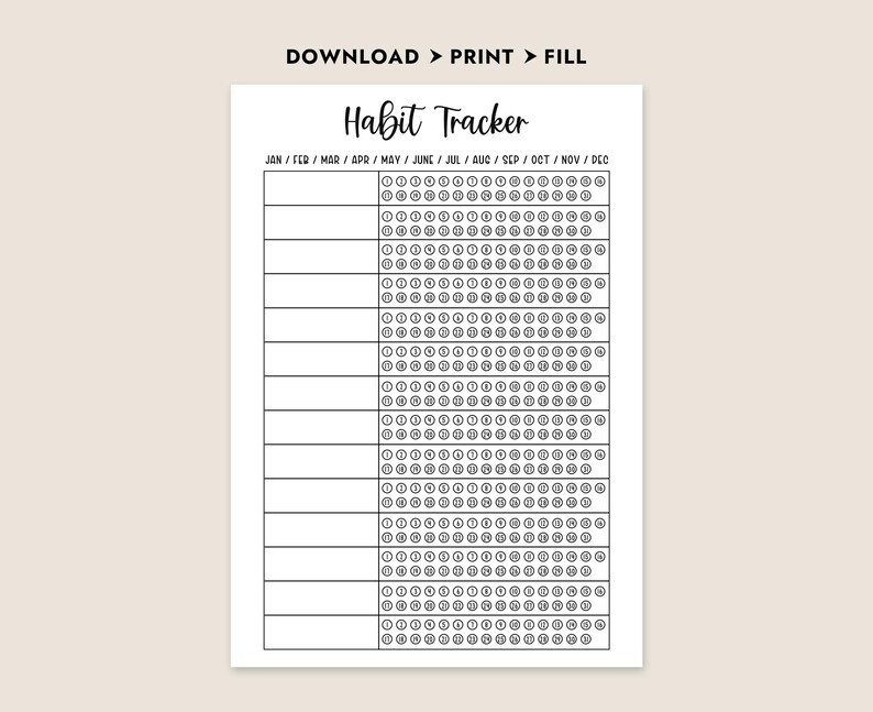 Habit Tracker Printable Journal Page Planner Monthly Tracker Monthly ...