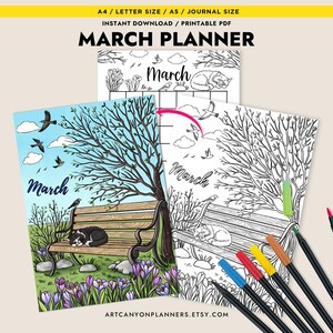 March Title Page Printable March Calendar Planner Coloring Cover Page ...
