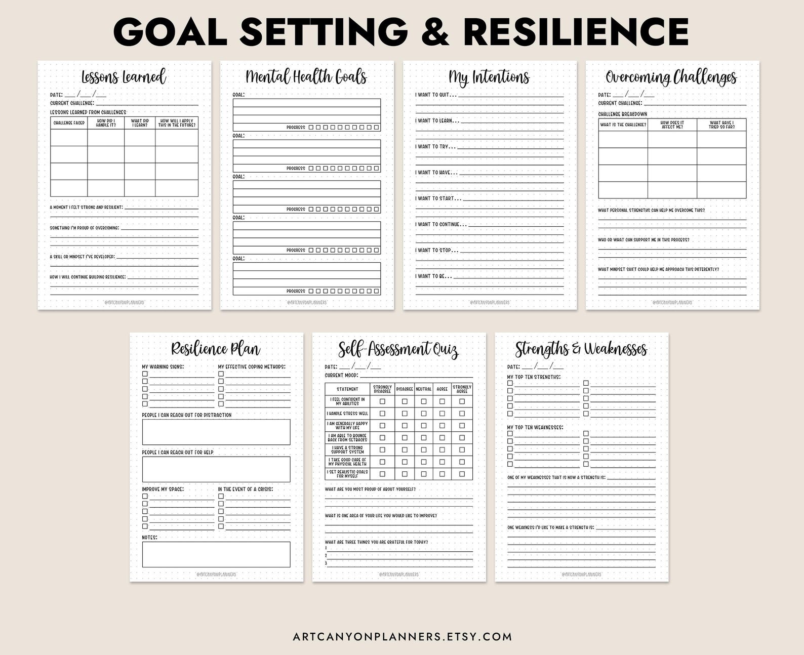 Ultimate Mental Health & Self-care Planner Bullet Journal Bundle ...