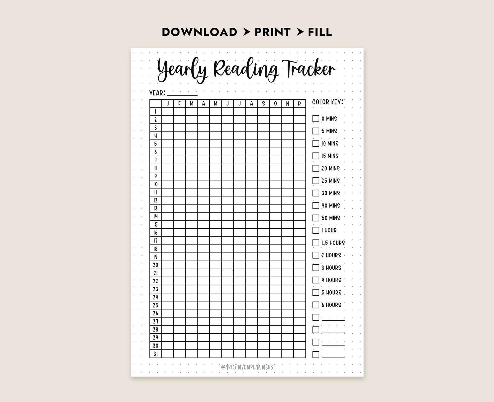 Yearly Reading Tracker Printable PDF A4 A5 Letter Reading Log Book ...