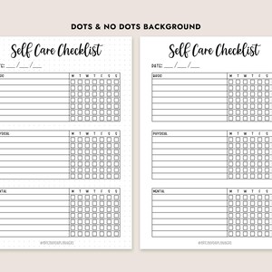 Weekly Self Care Checklist Printable Basic Physical Mental Wellness Log A4 A5 Letter PDF - Etsy ...