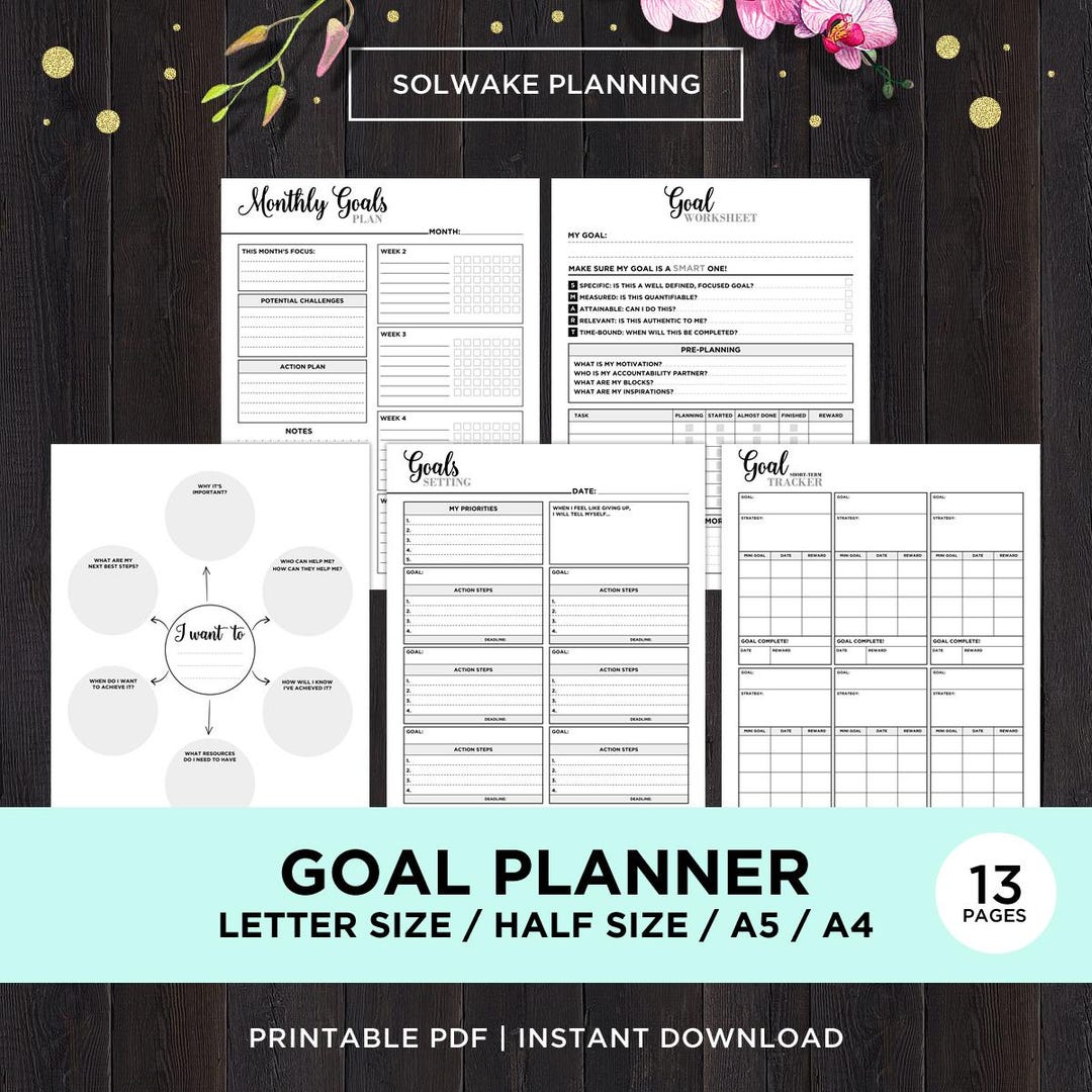 Goal Planner Printable Goal Setting Planner Goal Planner Insert Goal ...