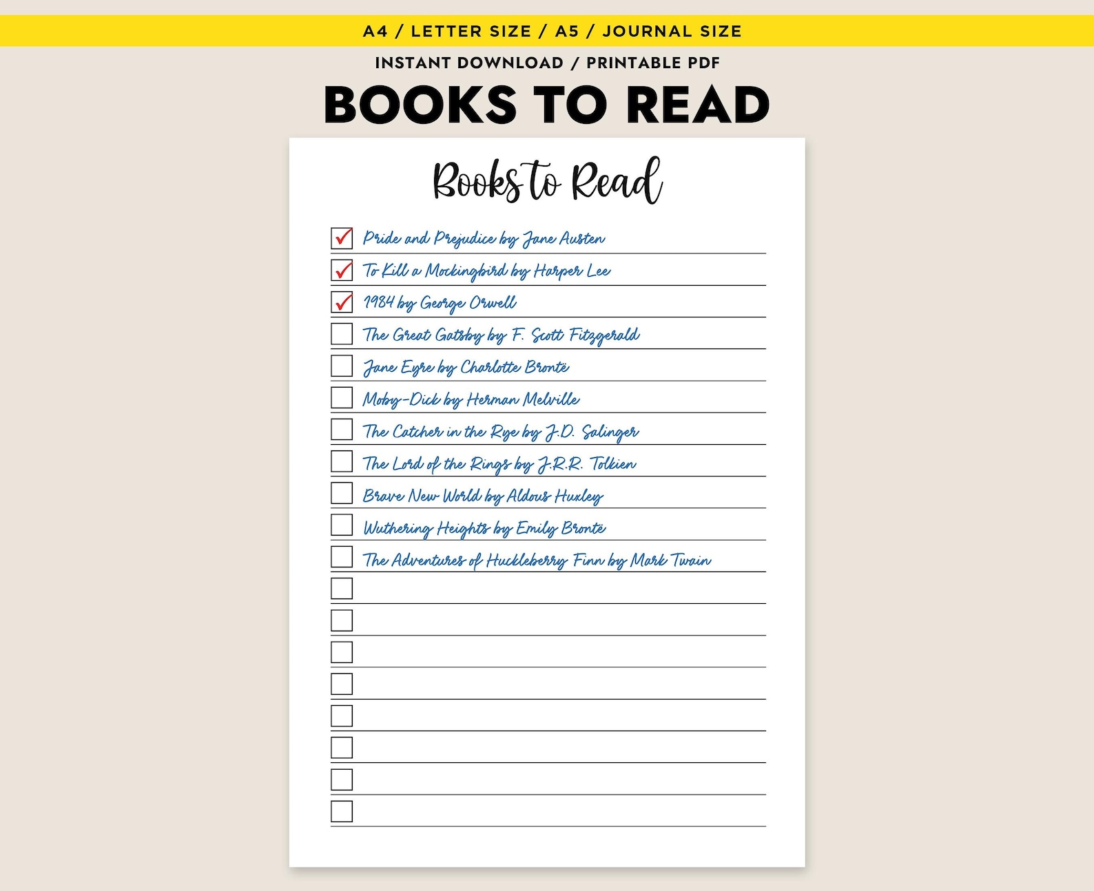 Books to Read Reading Tracker Printable Journal Page Planner Book ...