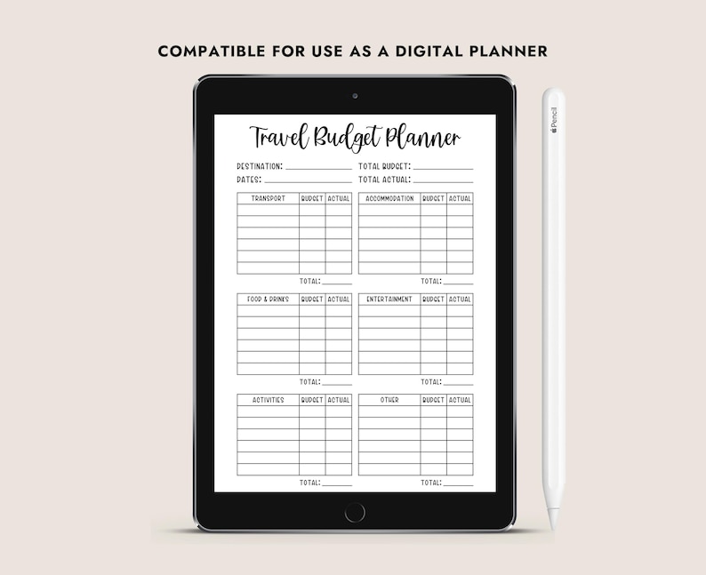 Printable Travel Budget Planner A4 Letter A5 Vacation Expense Tracker ...