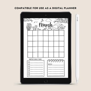 March Title Page Printable March Calendar Planner Coloring Cover Page ...