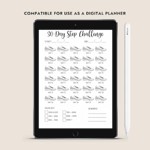 30 Day Step Challenge Tracker Printable Journal Page Planner Exercise ...
