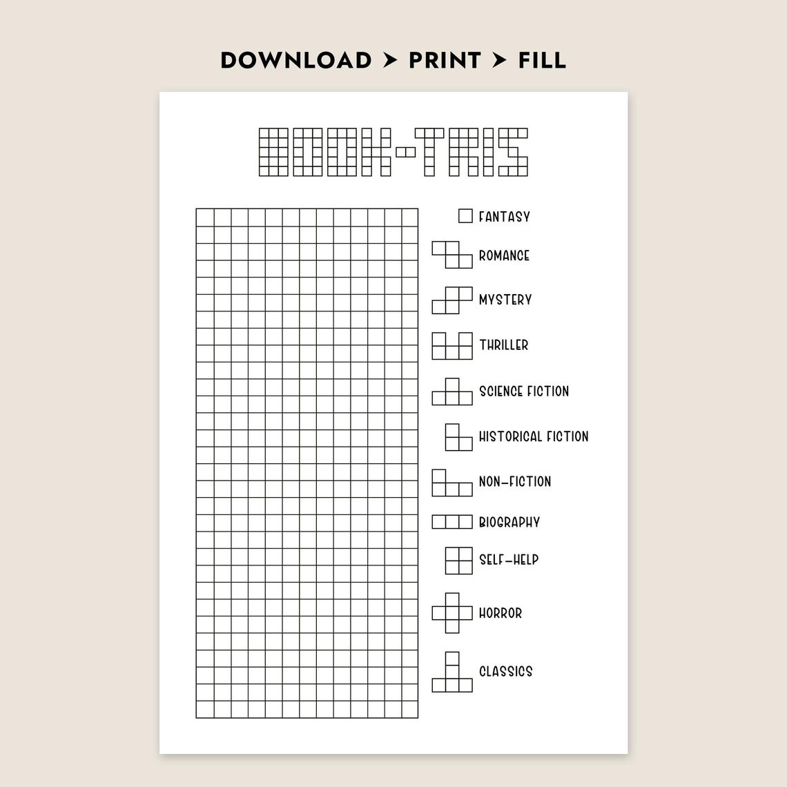 Book-tris Tracker Yearly Printable Journal Page Book Tracker Reading ...