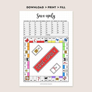 Save-opoly Printable Savings Challenge Game Fun Money Saving Tracker A4 ...