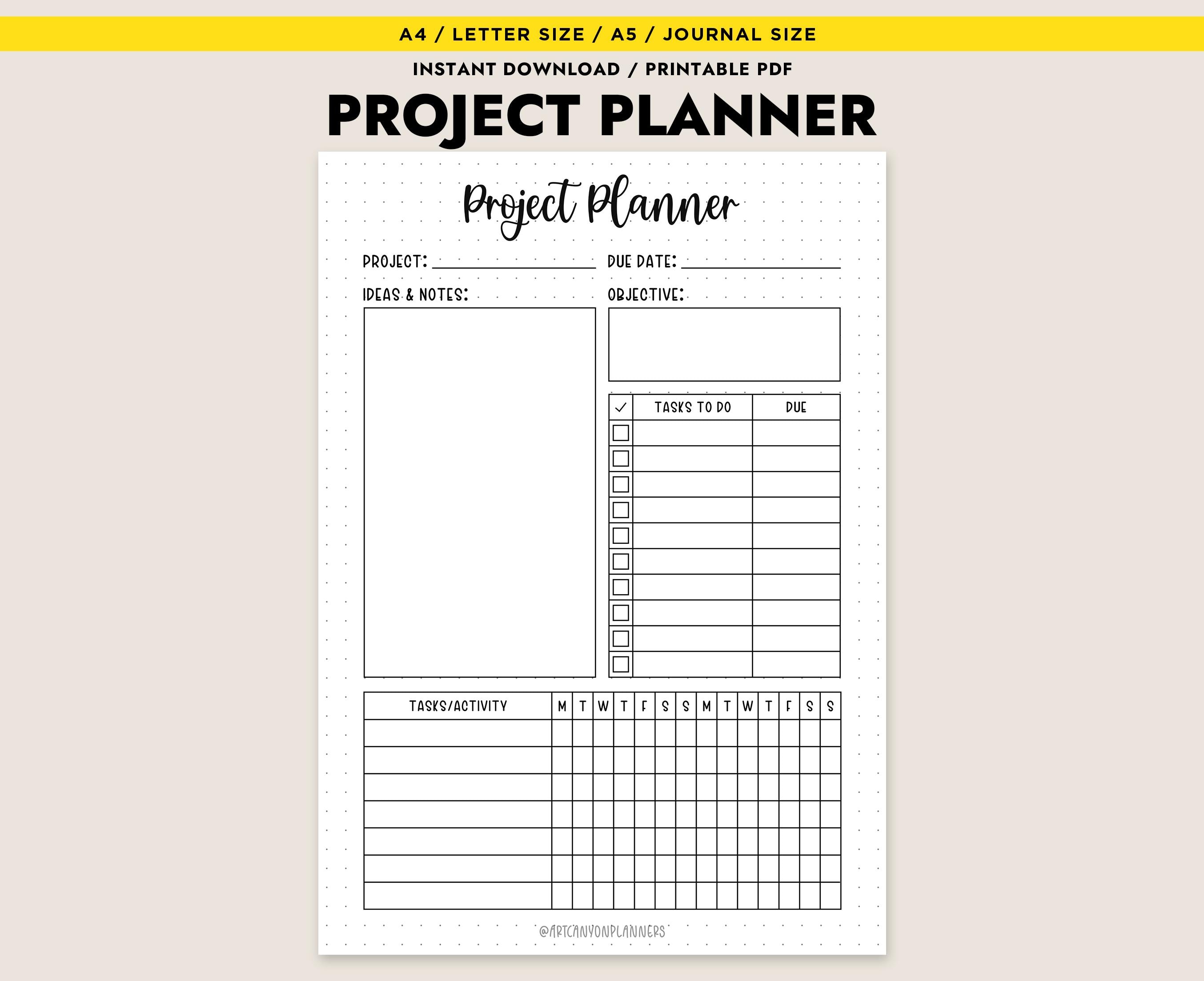 Project Planner Printable PDF Project Planning Template Daily Weekly ...