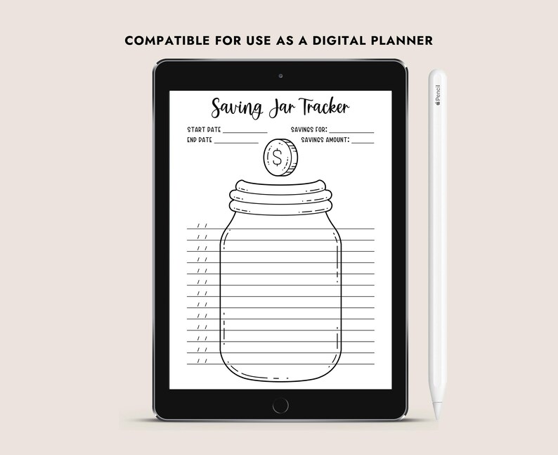 Saving Jar Tracker Printable PDF Instant Download A4 Letter A5 Journal ...
