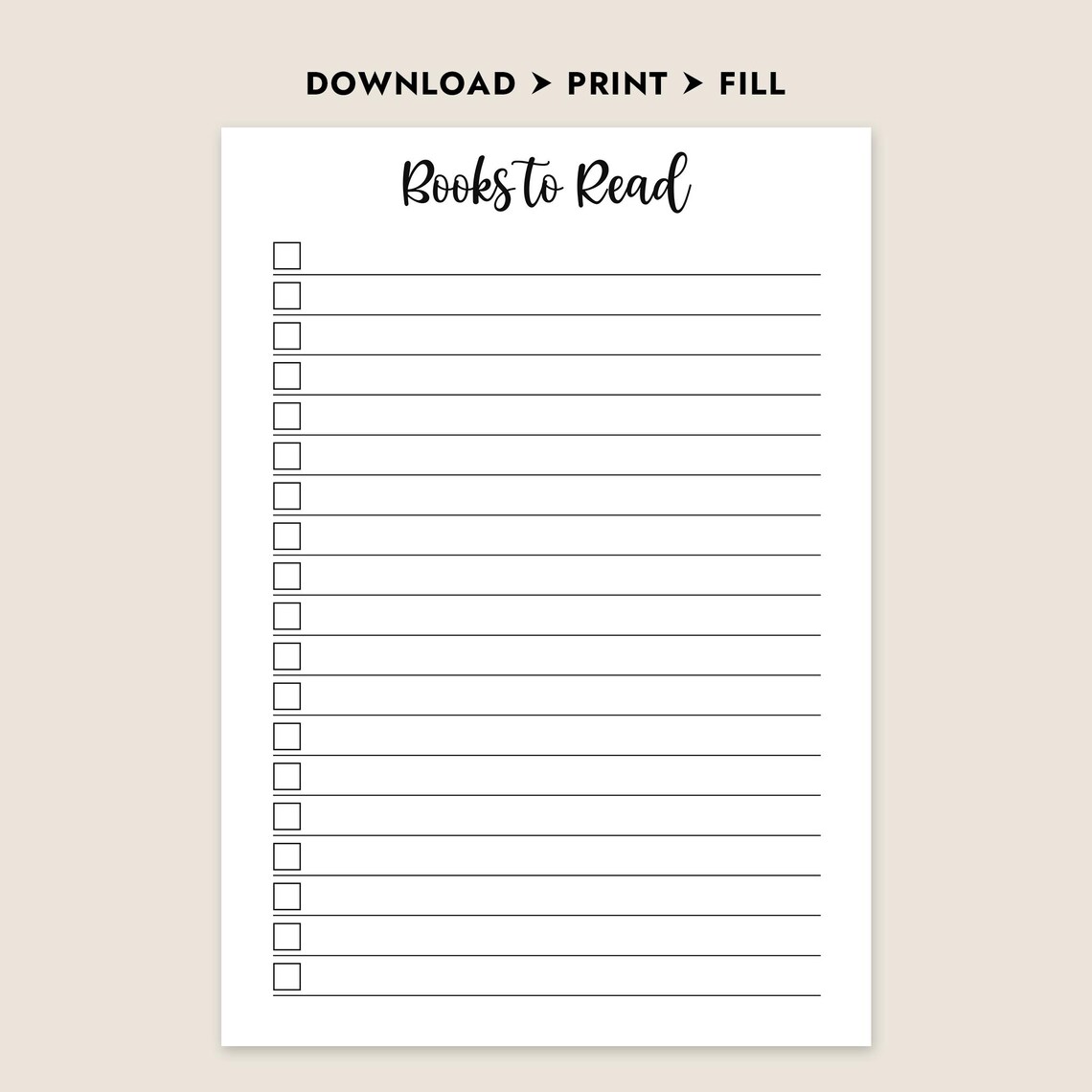 Books to Read Reading Tracker Printable Journal Page Planner Book ...