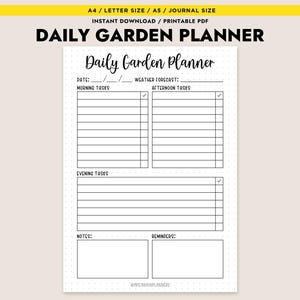 Daily Garden Planner Printable Gardening Checklist to Do List Instant ...
