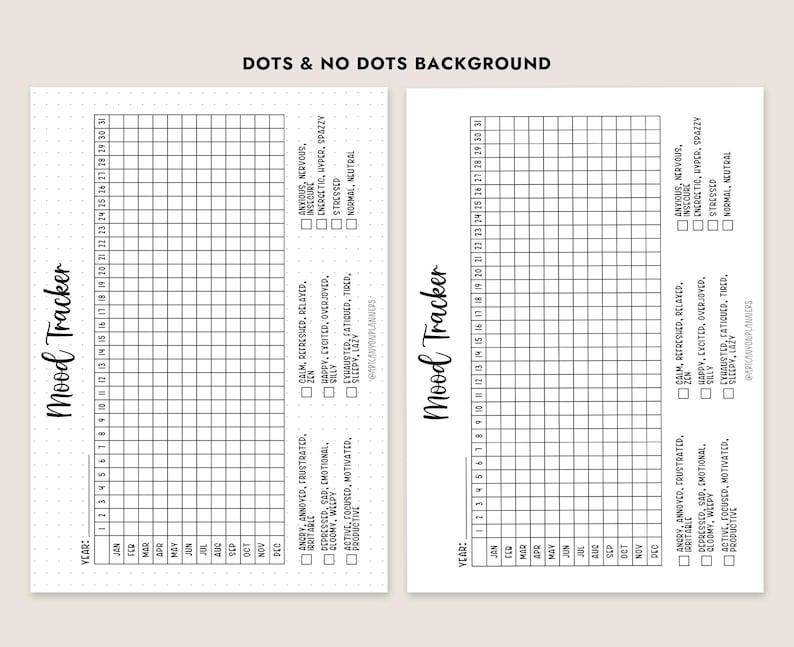 Year in Pixels Mood Tracker Printable Annual Feelings Chart Mental ...