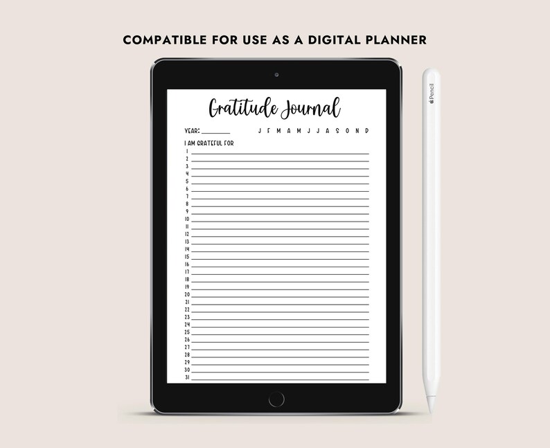 Gratitude Journal Printable A Line A Day Log Monthly Self Care Planner ...