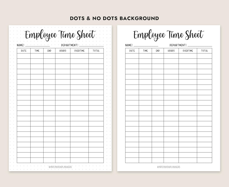 Employee Time Sheet Printable Payroll Log Weekly Timecard Template Work ...