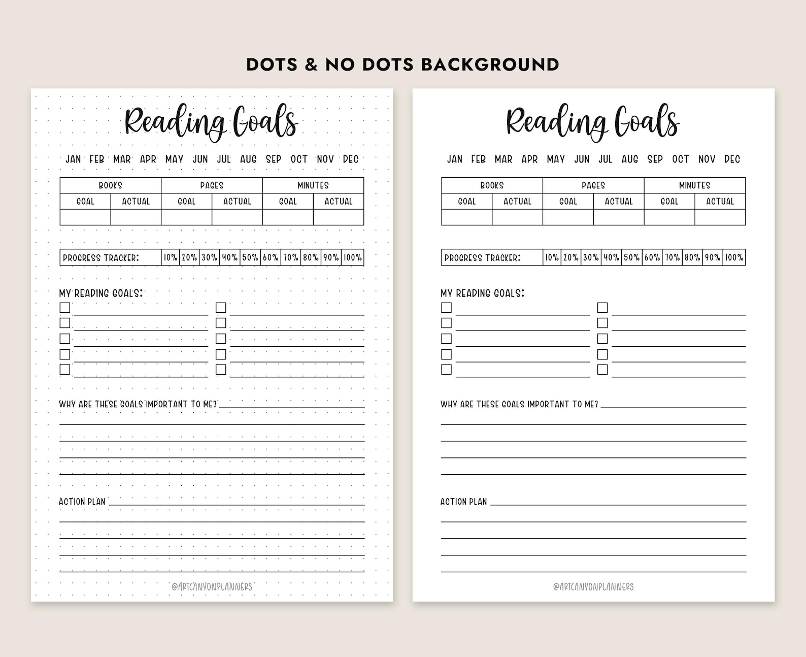 Reading Goals Tracker Printable Book Journal Page Bookworm Planner ...
