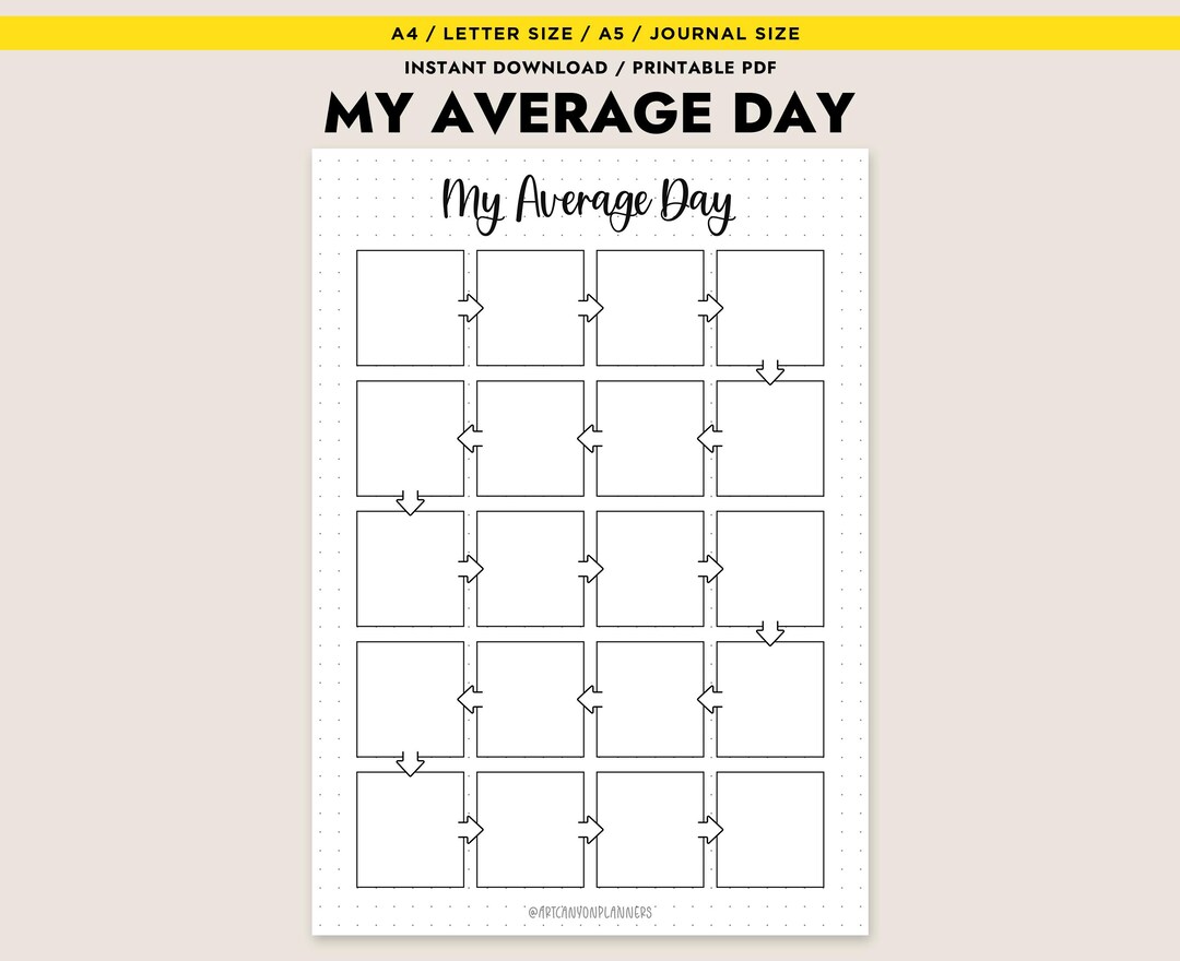 My Average Day Daily Mood Tracker Printable Insert Habit Tracker A4 A5 ...