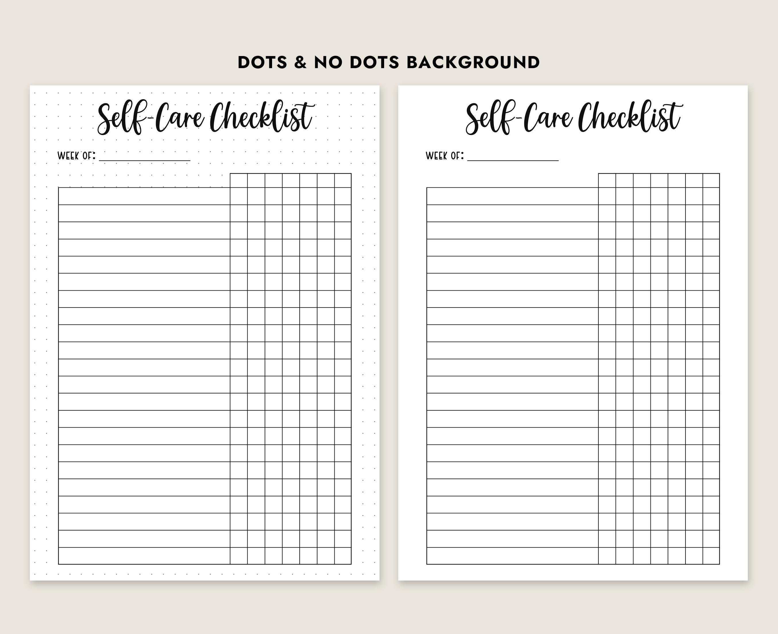 Weekly Self-care Checklist PDF Printable Workout Exercises Digital ...