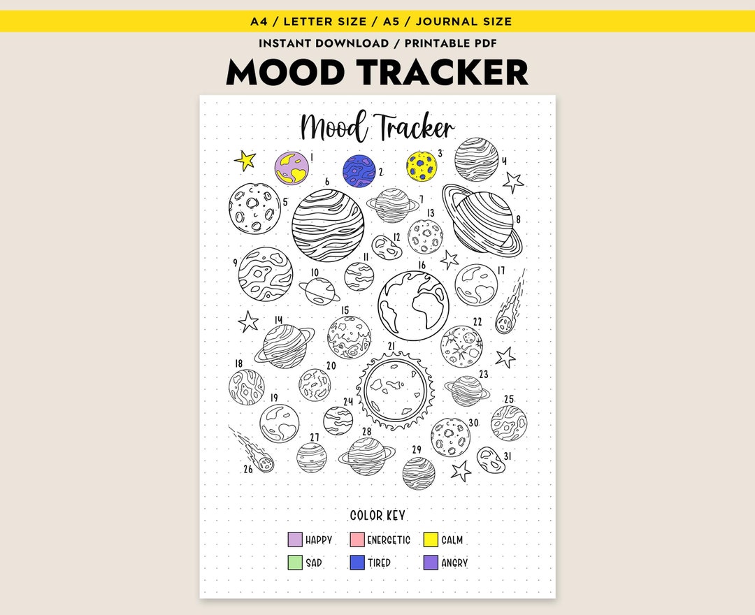 Mood Tracker Printable Daily Rating Tracker Rate My Day Planner Page 30 ...