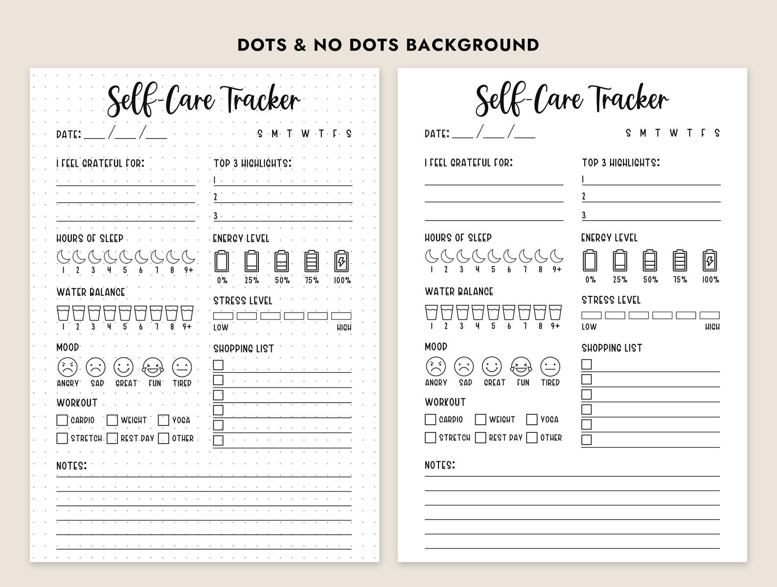 Daily Self Care Tracker Printable Journal Page Health Tracker Water Log ...