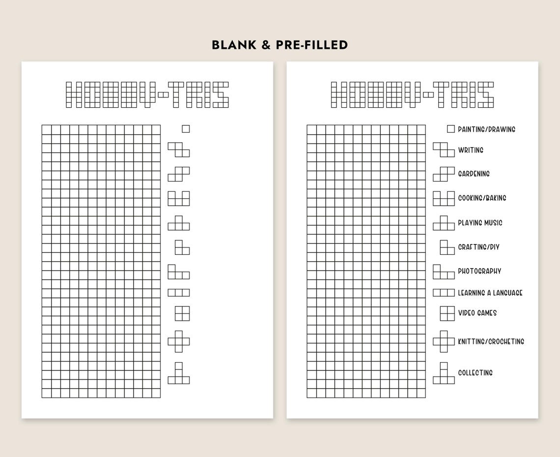 Hobby Tracker Printable Journal Page Wellness Tracker Daily Activity ...