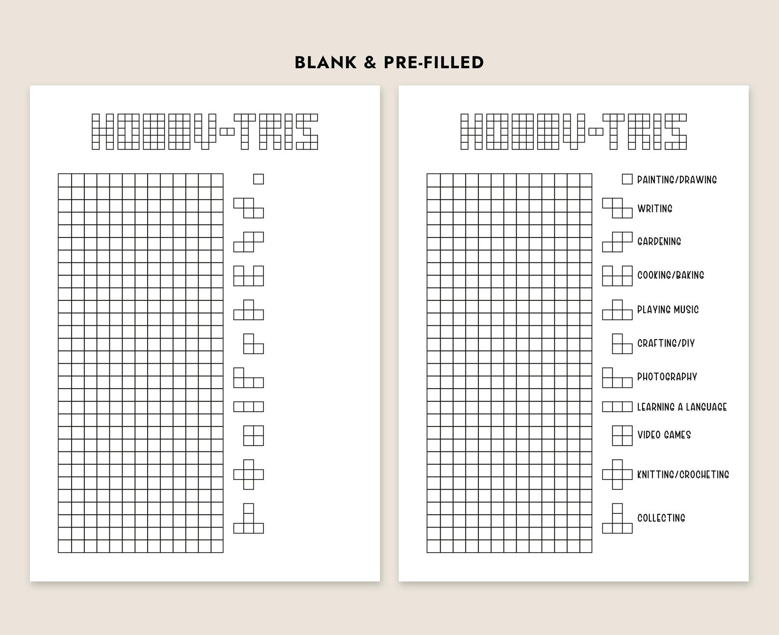 Hobby Tracker Printable Journal Page Wellness Tracker Daily Activity ...