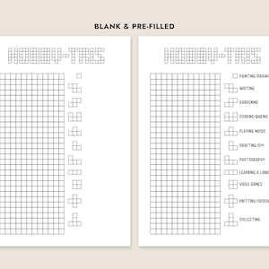 Hobby Tracker Printable Journal Page Wellness Tracker Daily Activity ...