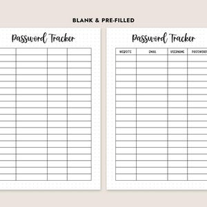 Password Tracker Printable Planner Insert Login Keeper A4 A5 Letter ...