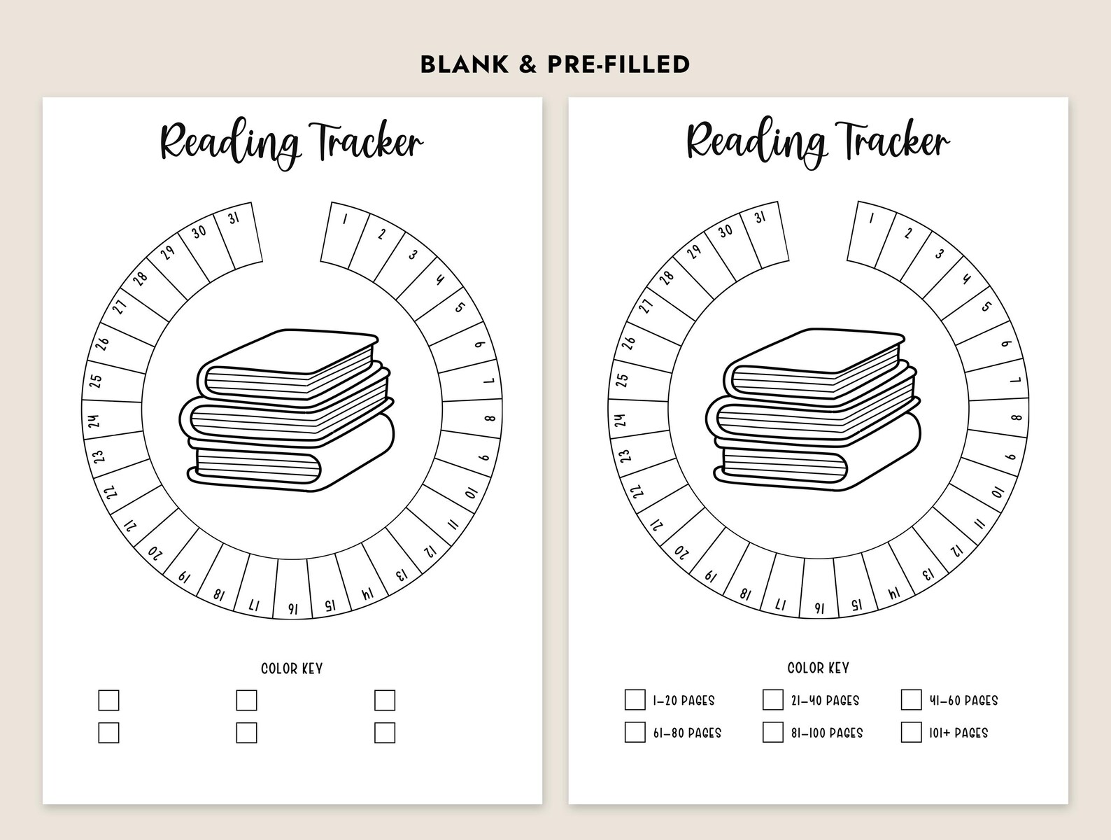 Reading Tracker Bundle Printable Journal Page Planner Book Reading Log ...