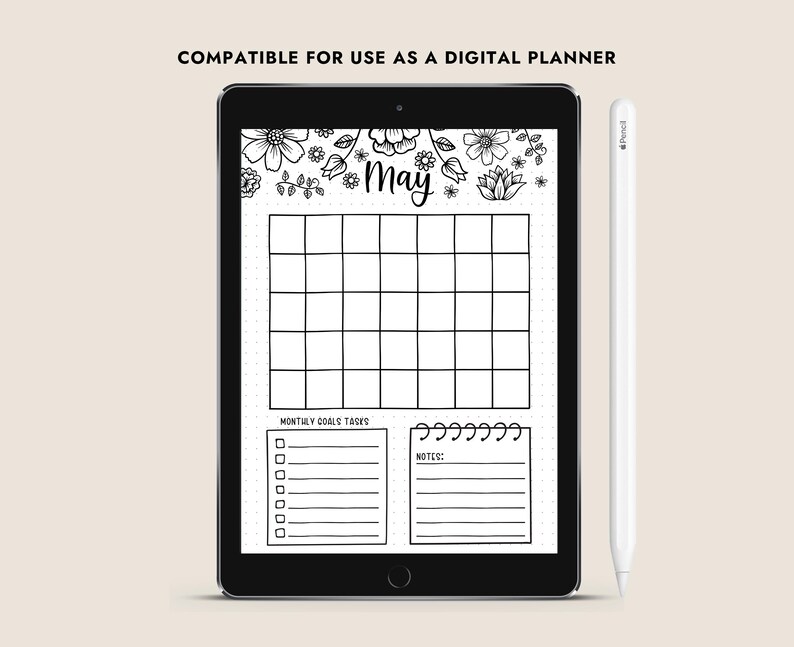 May Title Page Printable May Calendar Planner Cover Page Journal Title ...