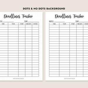 Deadlines Tracker Printable Planner Insert A4 A5 Letter Digital ...