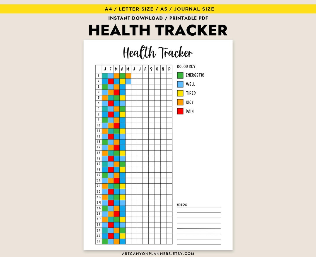 Health Tracker Yearly Printable Journal Page Yearly Tracker Fitness ...