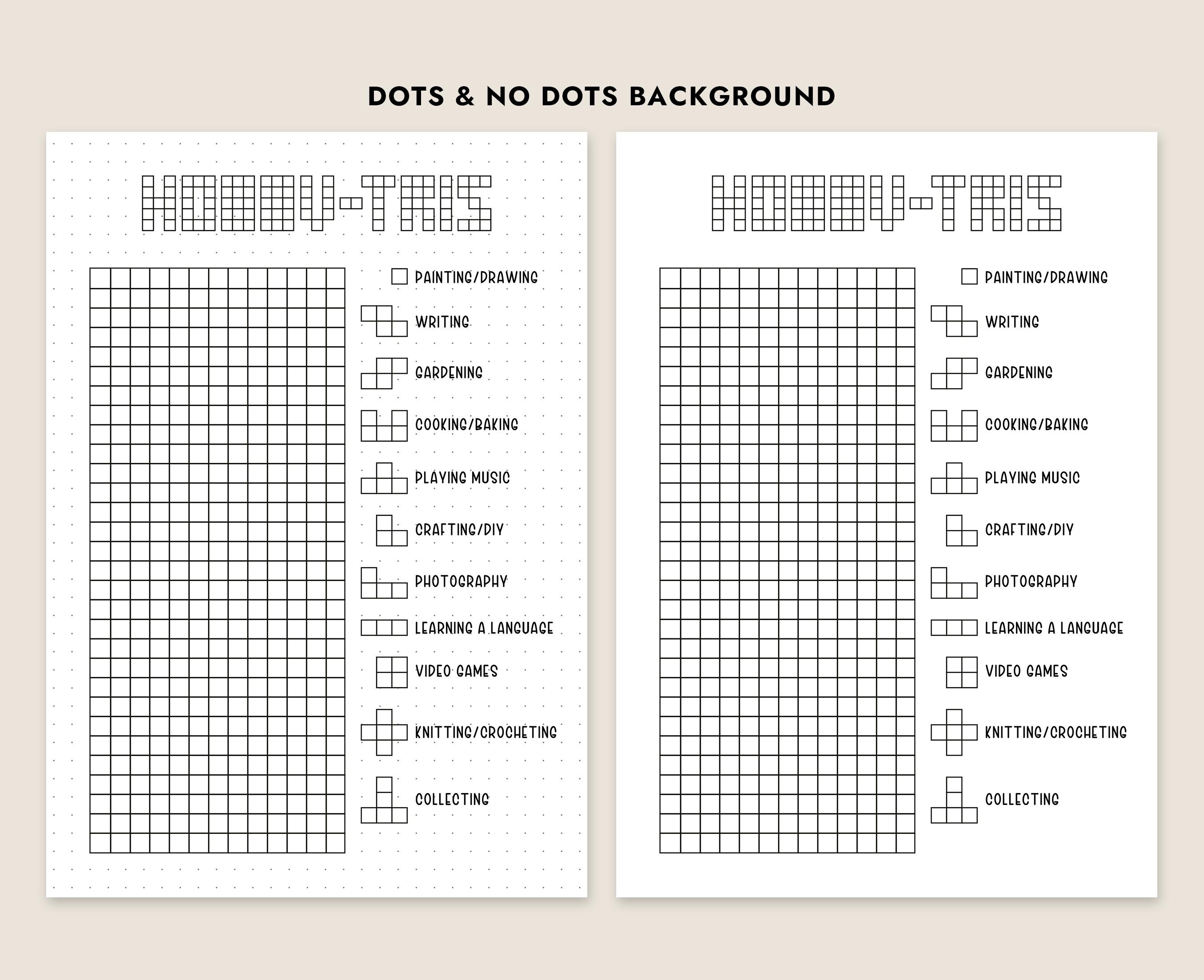Hobby Tracker Printable Journal Page Wellness Tracker Daily Activity ...