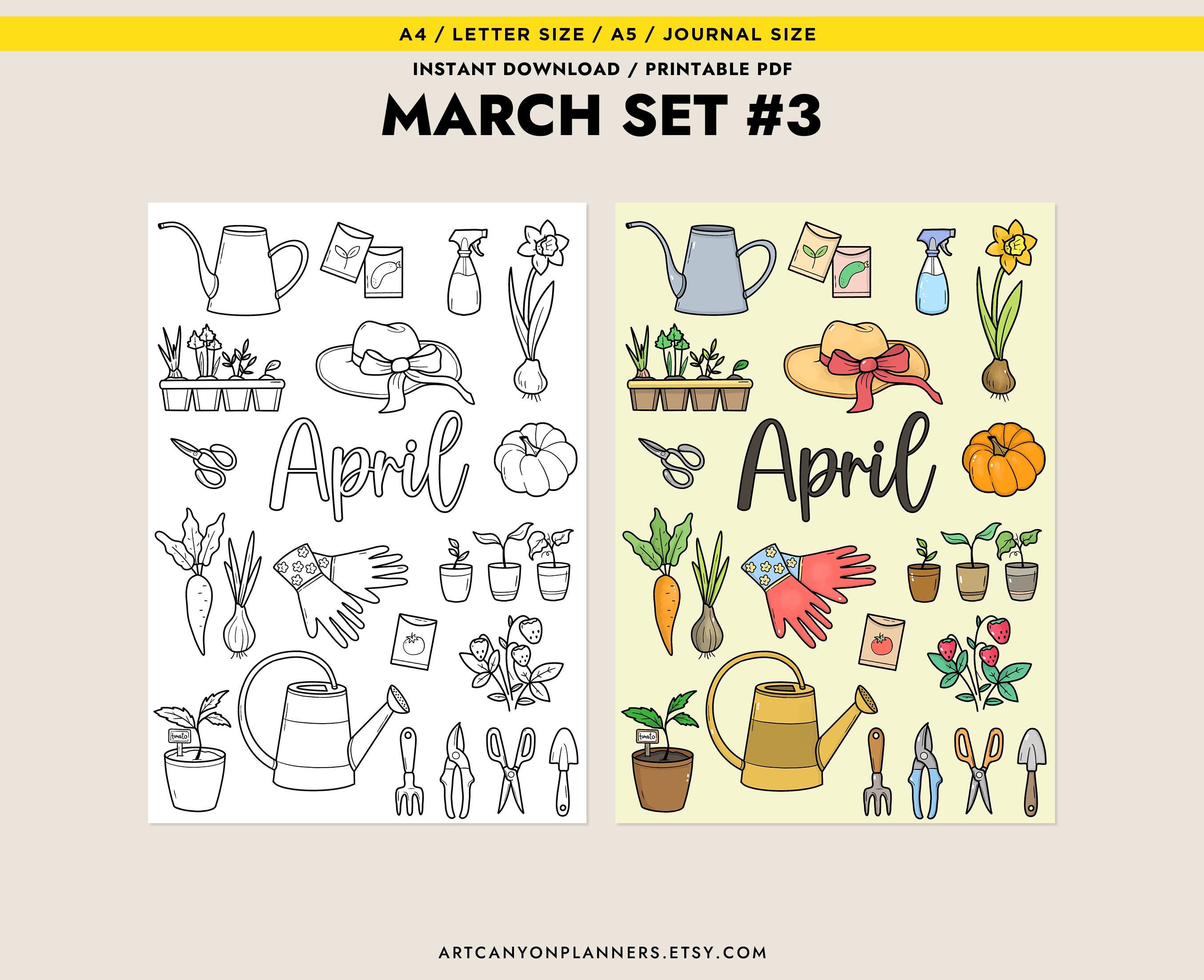 April Title Page Calendar Cover Page Printable Inserts Journal Bundle ...