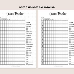 Genre Tracker Printable Reading Journal Page Bookworm Planner Insert A4 ...