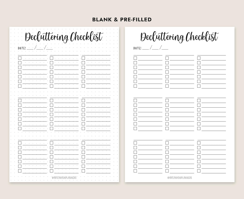 Decluttering Checklist Printable Home Organization A4 A5 Letter PDF ...