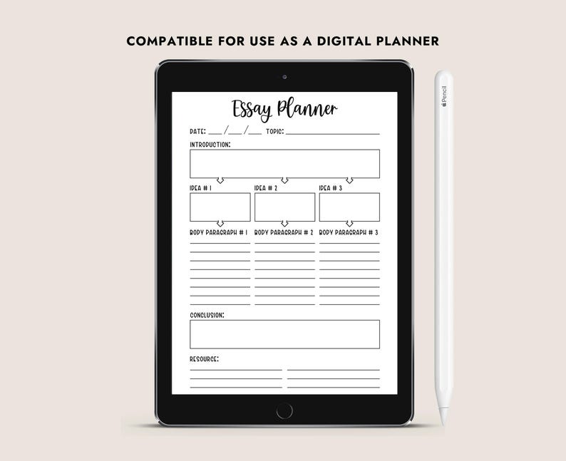 Essay Planner Printable Essay Outline Template for Students Digital ...