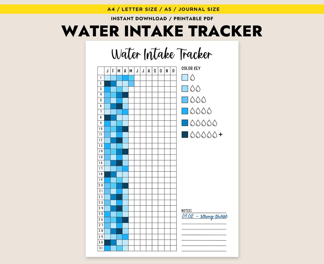 Water Tracker Monthly Printable Planner Journal Page Daily Tracker ...