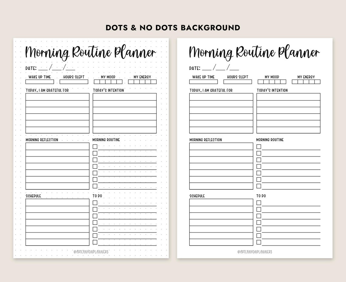 Morning Routine Planner Printable Daily Tracker Template A4 A5 Letter ...