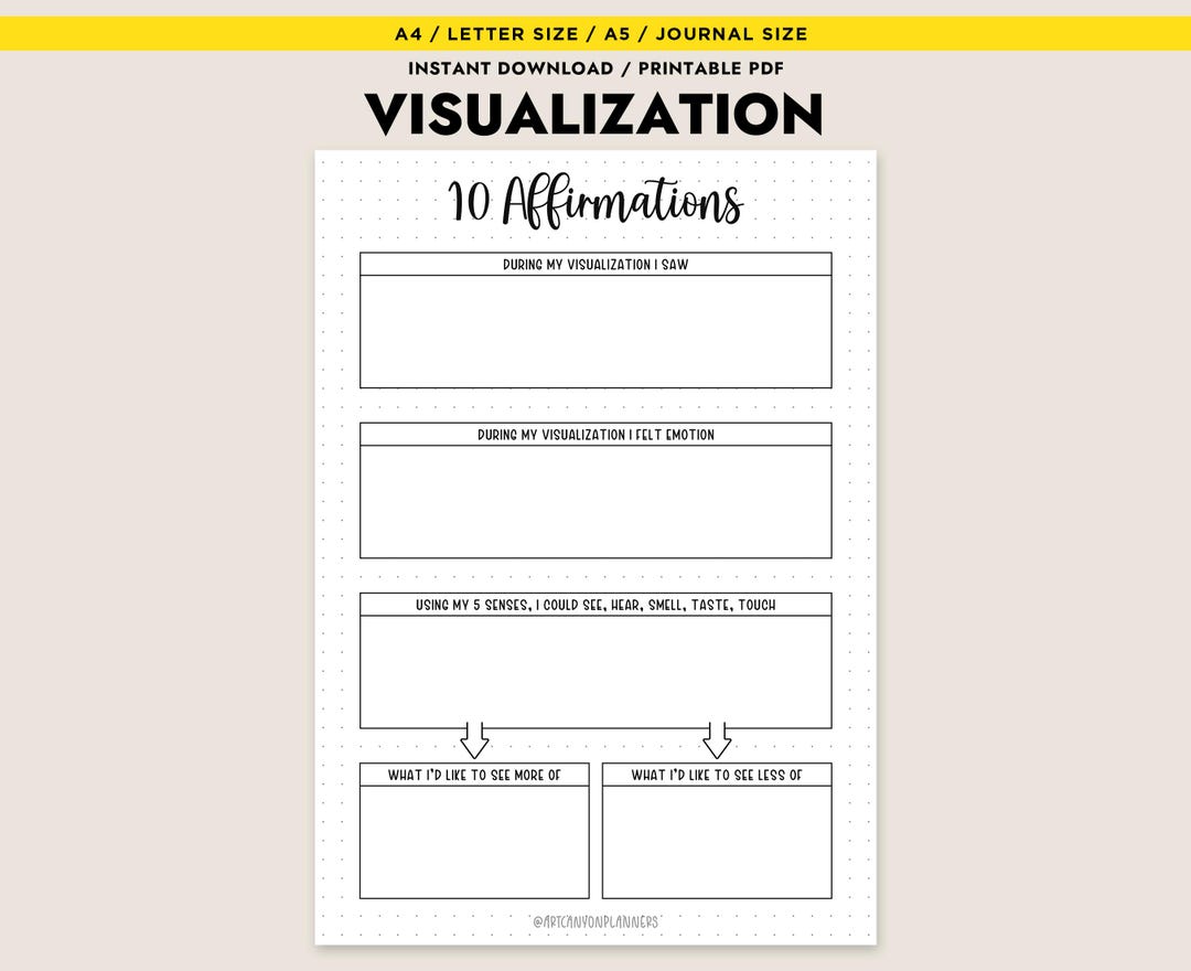 Printable Visualization Journal Worksheet Manifestation Guide Digital ...