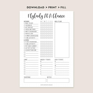 Flylady at A Glance Printable Planner Daily Routine Checklist A4 A5 ...
